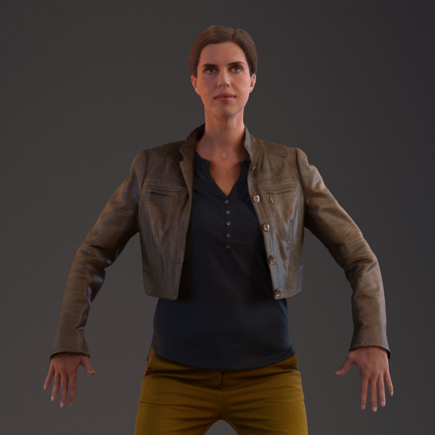 3D model Rigged 3D female with realistic hair VR / AR / low-poly rigged ...