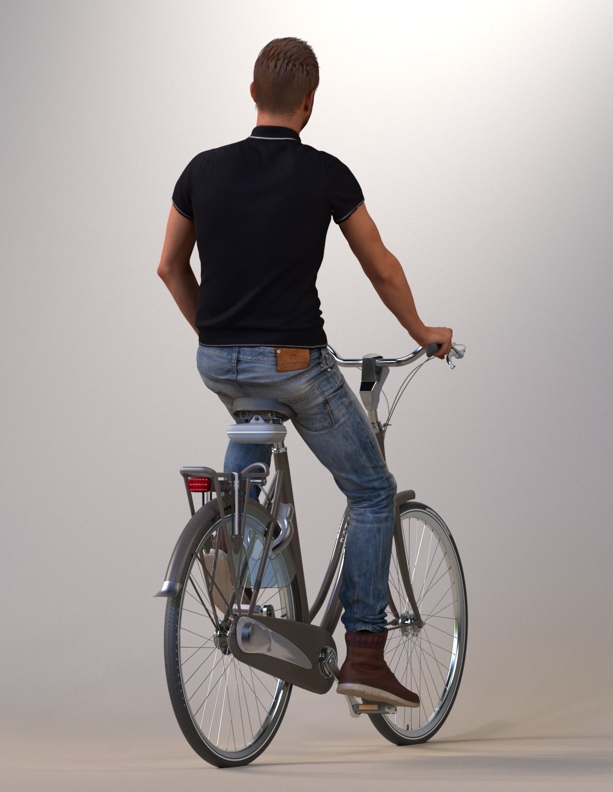 Pre-posed 3D man on a bike with realistic hair 3D model | CGTrader