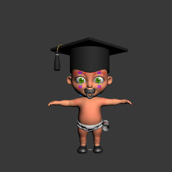 Graduation baby Cartoon Rigged 3D model rigged | CGTrader