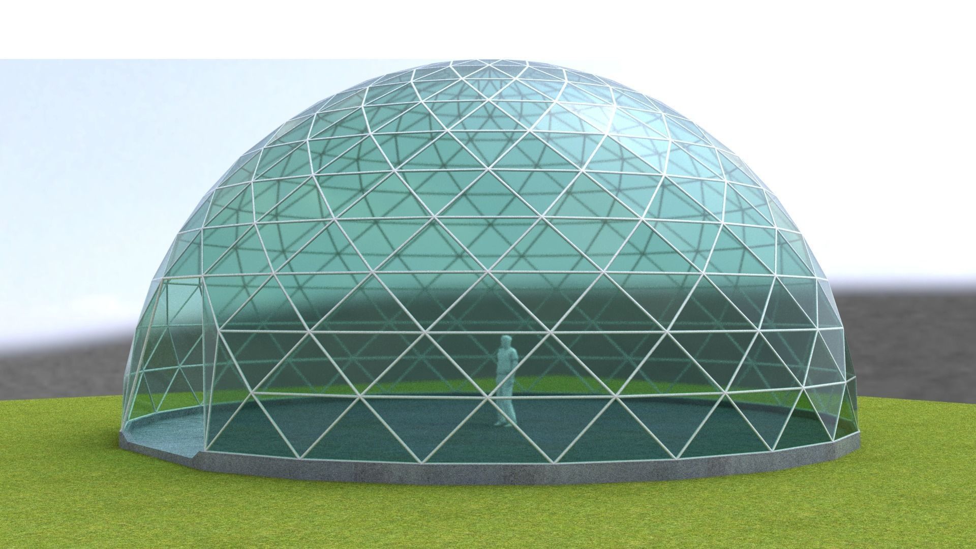 3D model Dome triangular glass structure-panels architecture ...