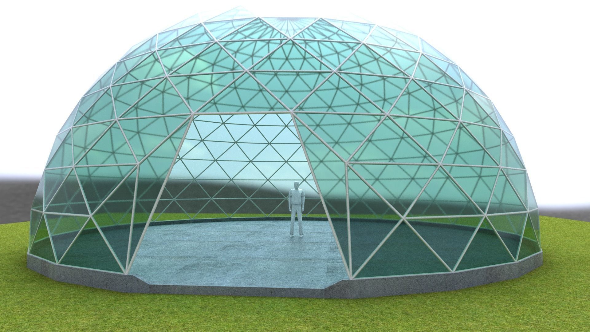 3D model Dome triangular glass structure-panels architecture ...