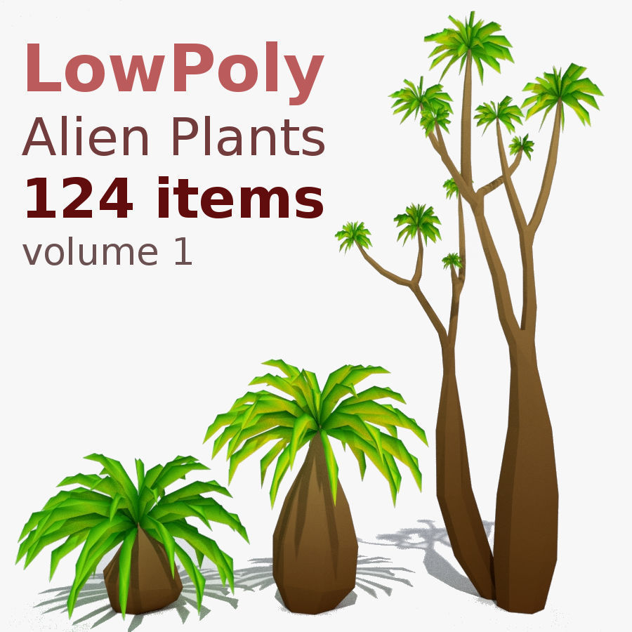 3D model LowPoly Alien Plants Pack VR / AR / low-poly | CGTrader