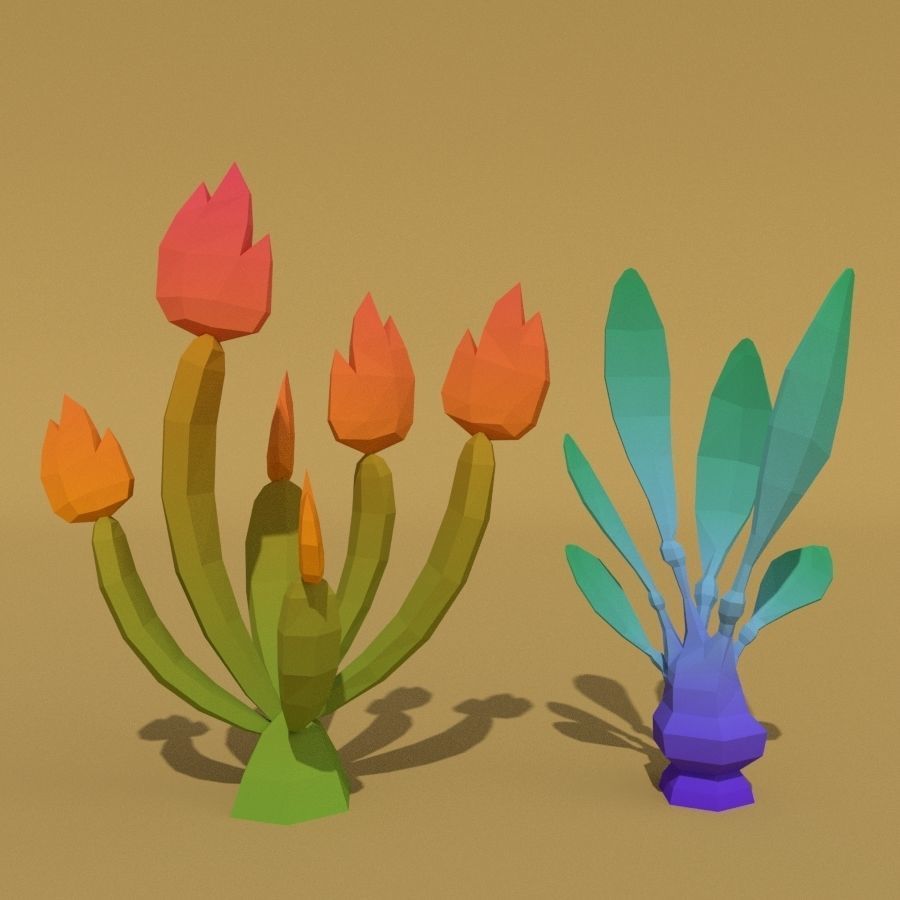 3D model LowPoly Alien Plants Pack VR / AR / low-poly | CGTrader