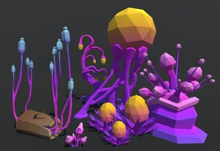 3D model LowPoly Alien Plants Pack VR / AR / low-poly | CGTrader