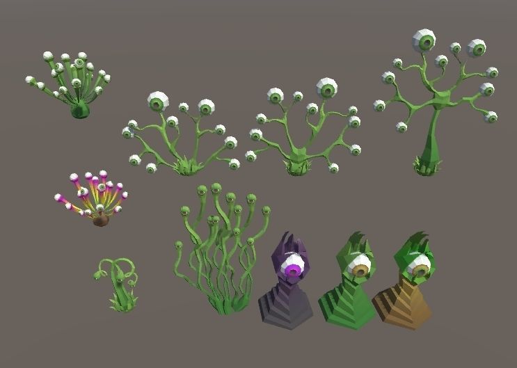 3D model LowPoly Alien Plants Pack VR / AR / low-poly | CGTrader