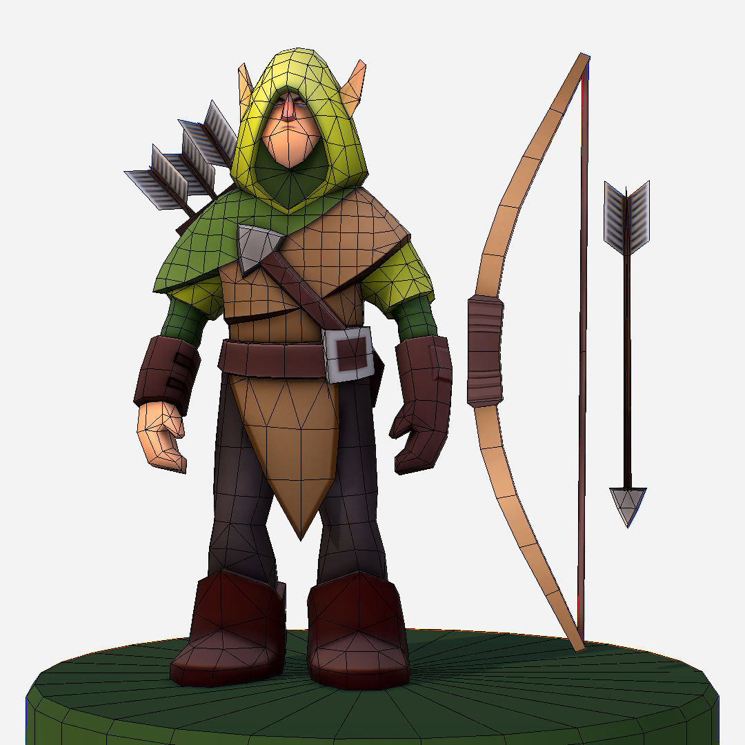 3D model Handpaint Cartoon Archer Scout MMO rpg Character VR / AR / low ...