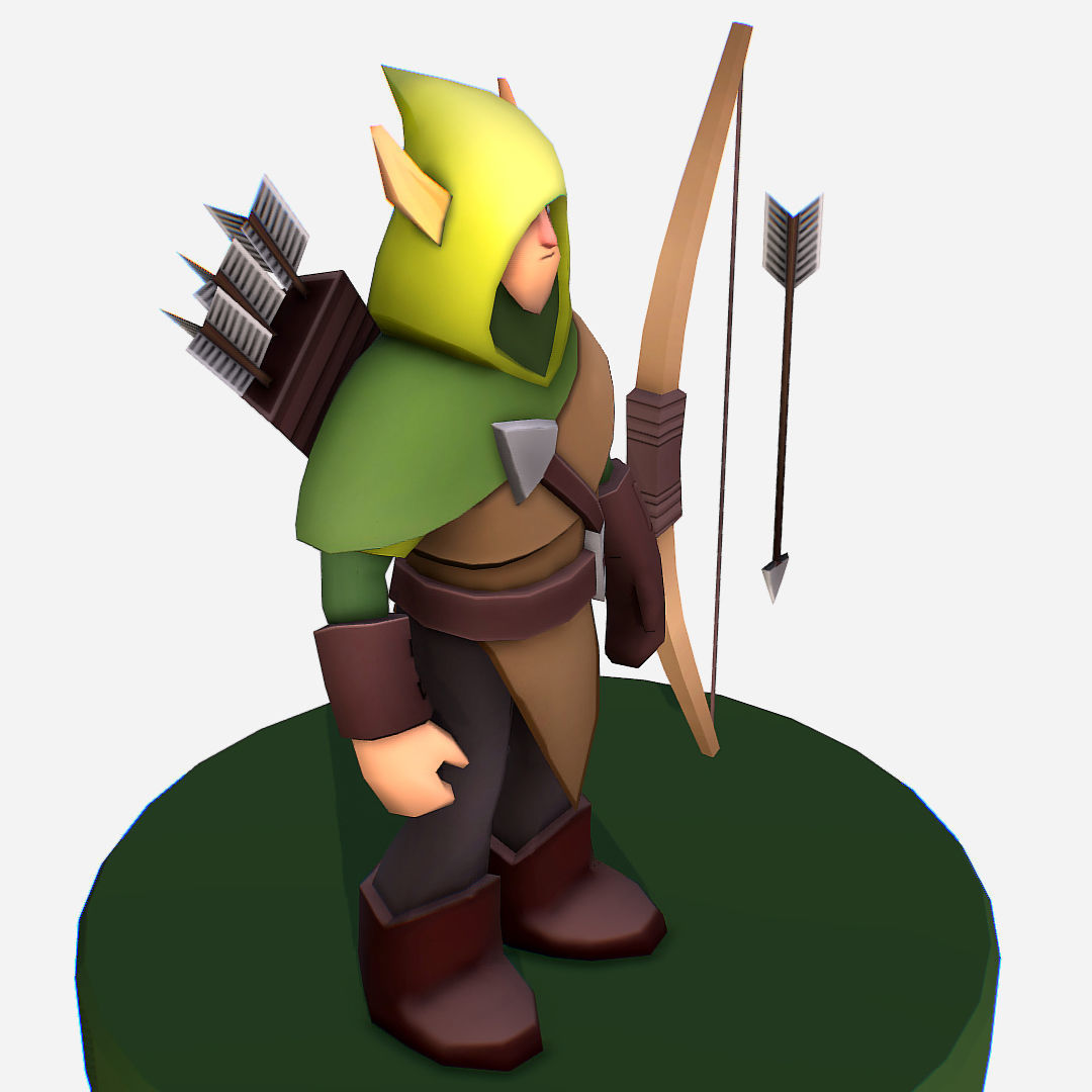 3D model Handpaint Cartoon Archer Scout MMO rpg Character VR / AR / low ...