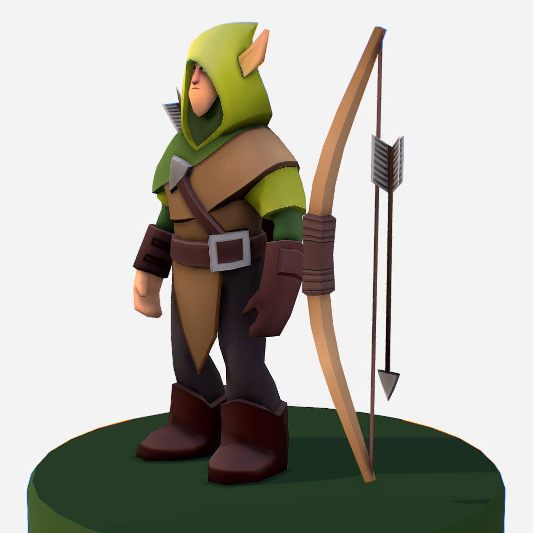 3D model Handpaint Cartoon Archer Scout MMO rpg Character VR / AR / low ...