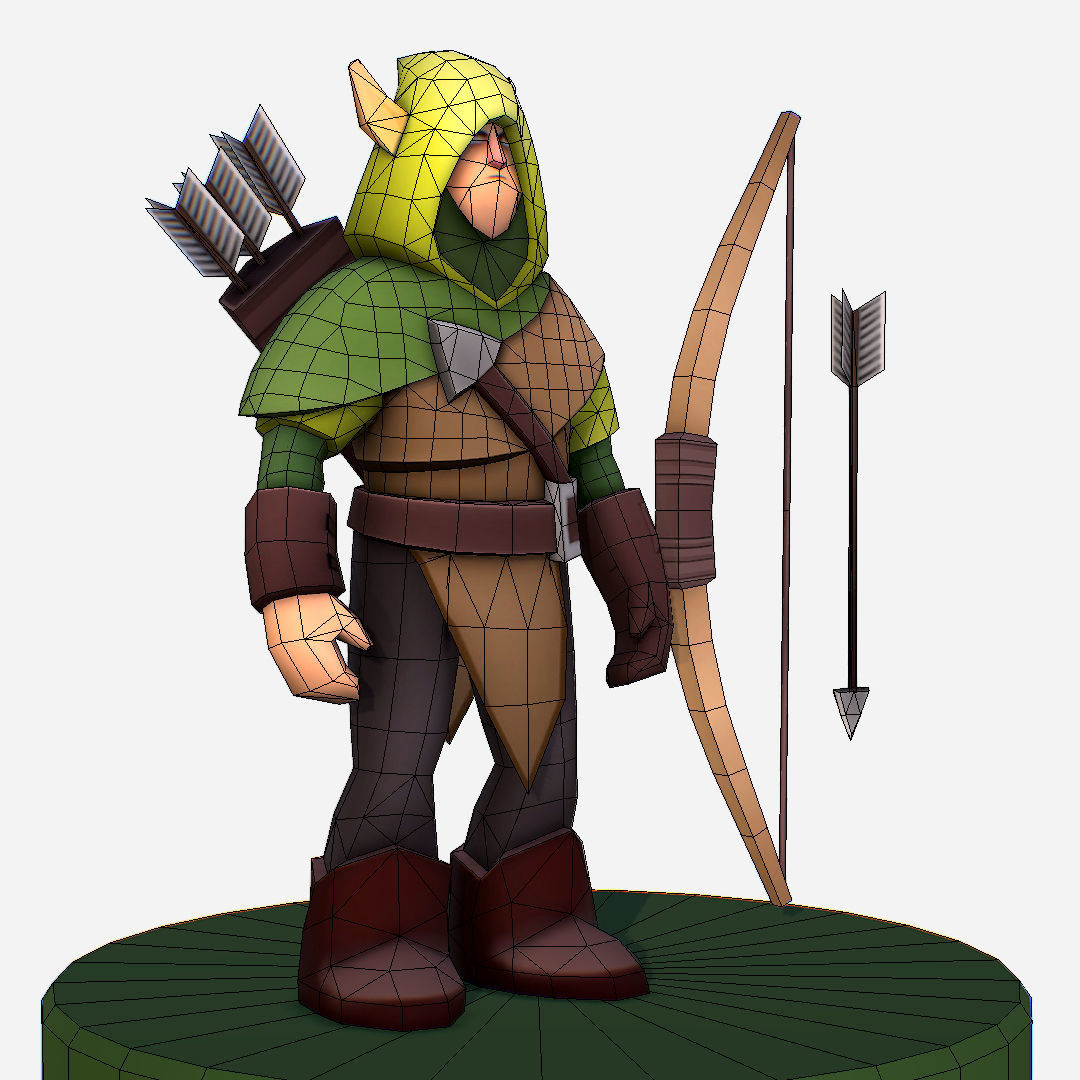 3D model Handpaint Cartoon Archer Scout MMO rpg Character VR / AR / low ...