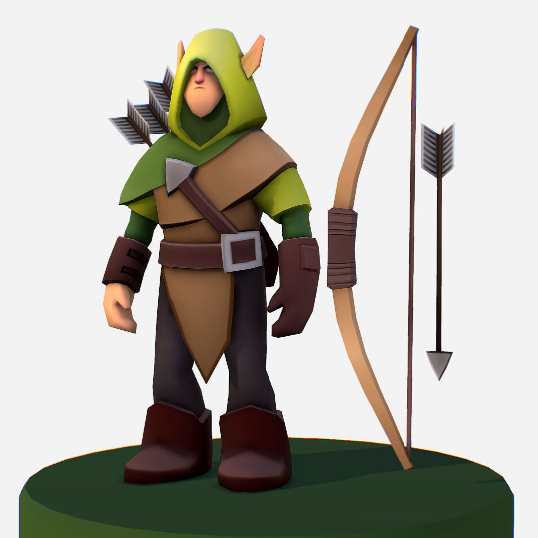3D model Handpaint Cartoon Archer Scout MMO rpg Character VR / AR / low ...