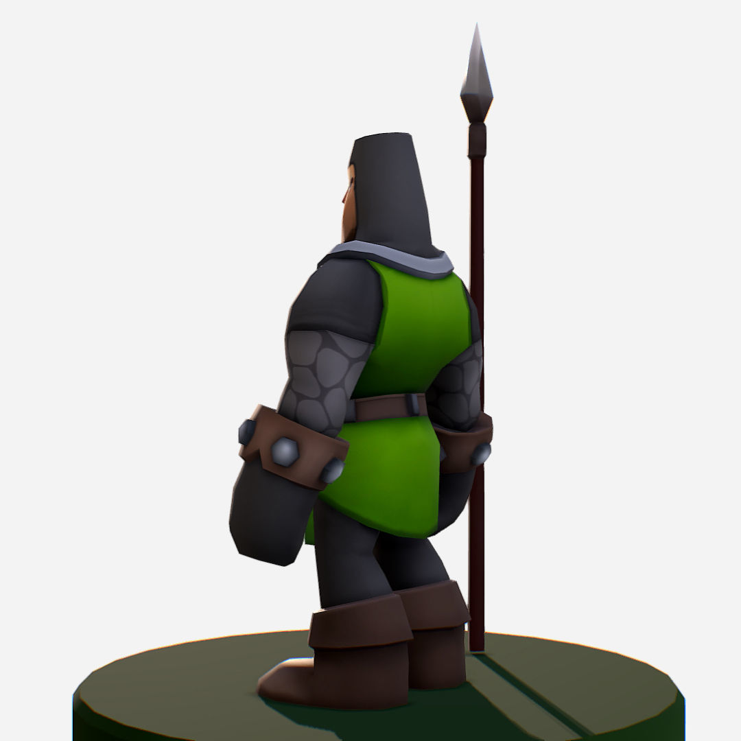 3D model Handpaint Cartoon Medieval Footman Character VR / AR / low ...
