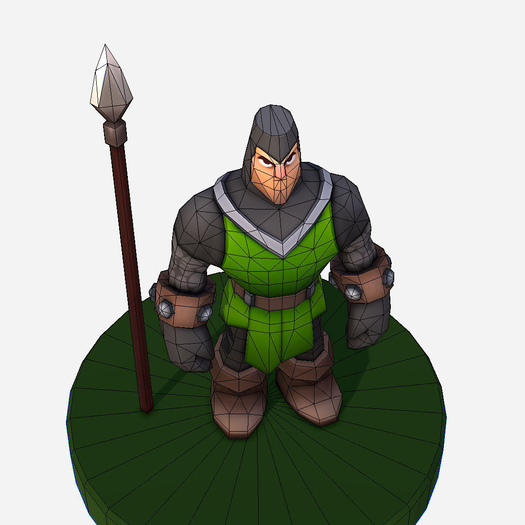 3D model Handpaint Cartoon Medieval Footman Character VR / AR / low ...