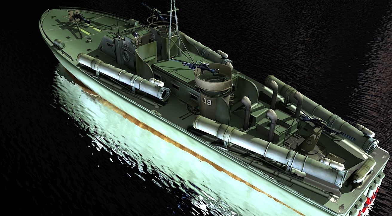 PT-109 military boat in water 3D model | CGTrader