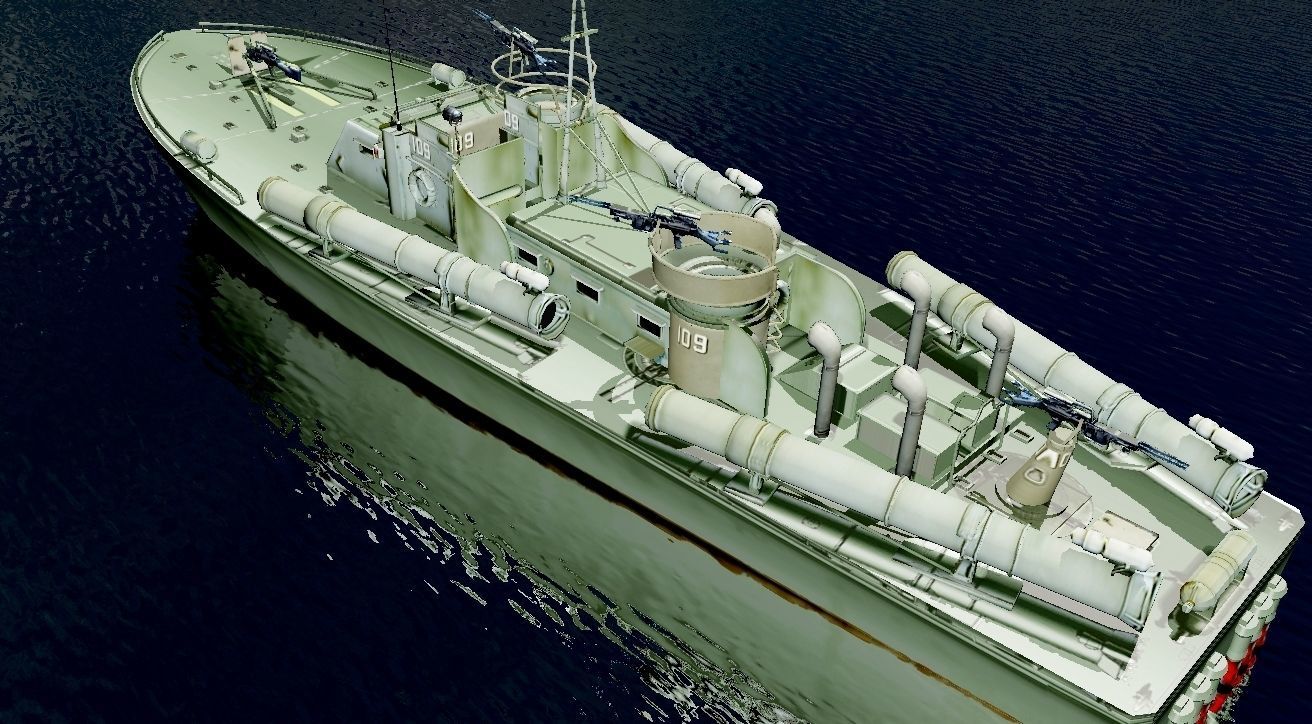 PT-109 military boat in water 3D model | CGTrader