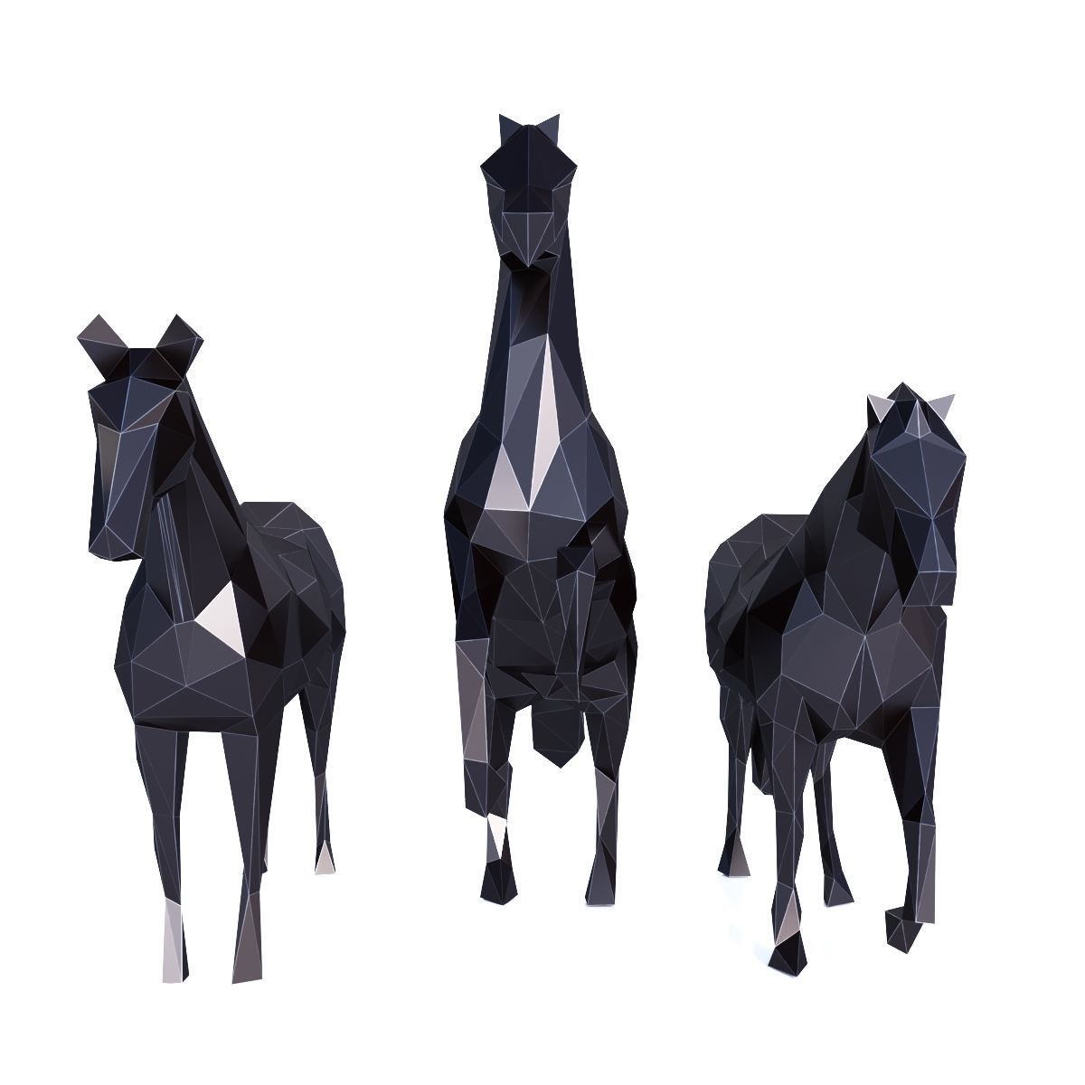 3D model Horse Low Poly Set VR / AR / low-poly | CGTrader
