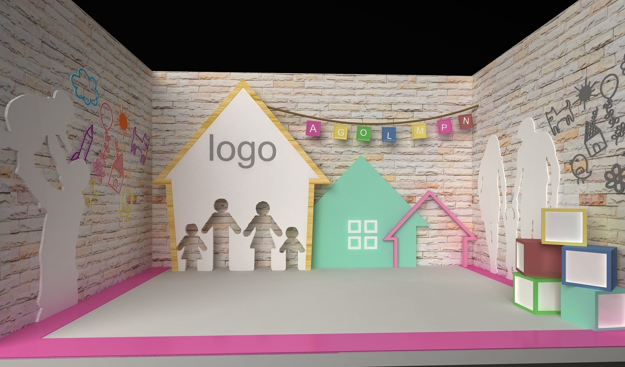 tv studio for kids show free 3D model | CGTrader