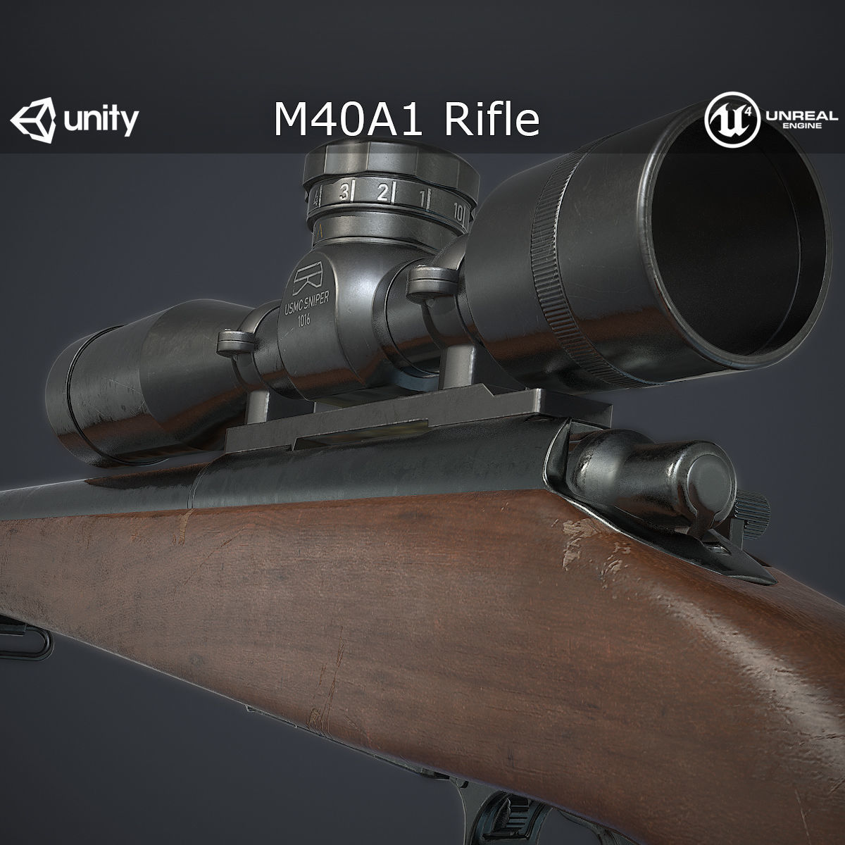 3D model M40A1 Sniper Rifle VR / AR / low-poly | CGTrader
