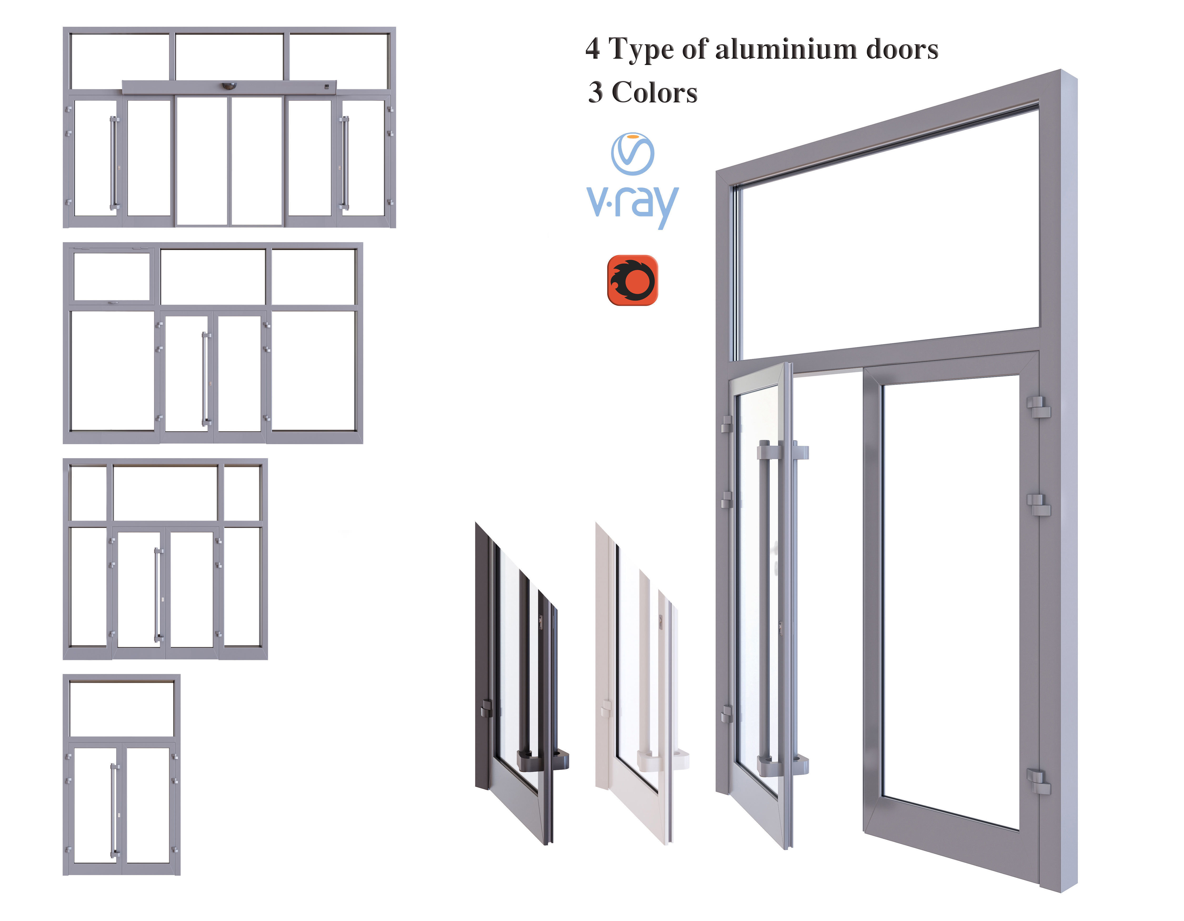 Aluminium door 3D model | CGTrader