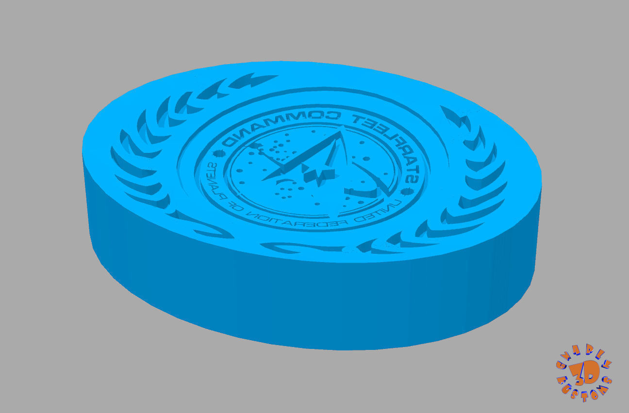 Starfleet Command Belt Buckle V 1and2 w2 Pt Epoxy Pouring Block 3D ...