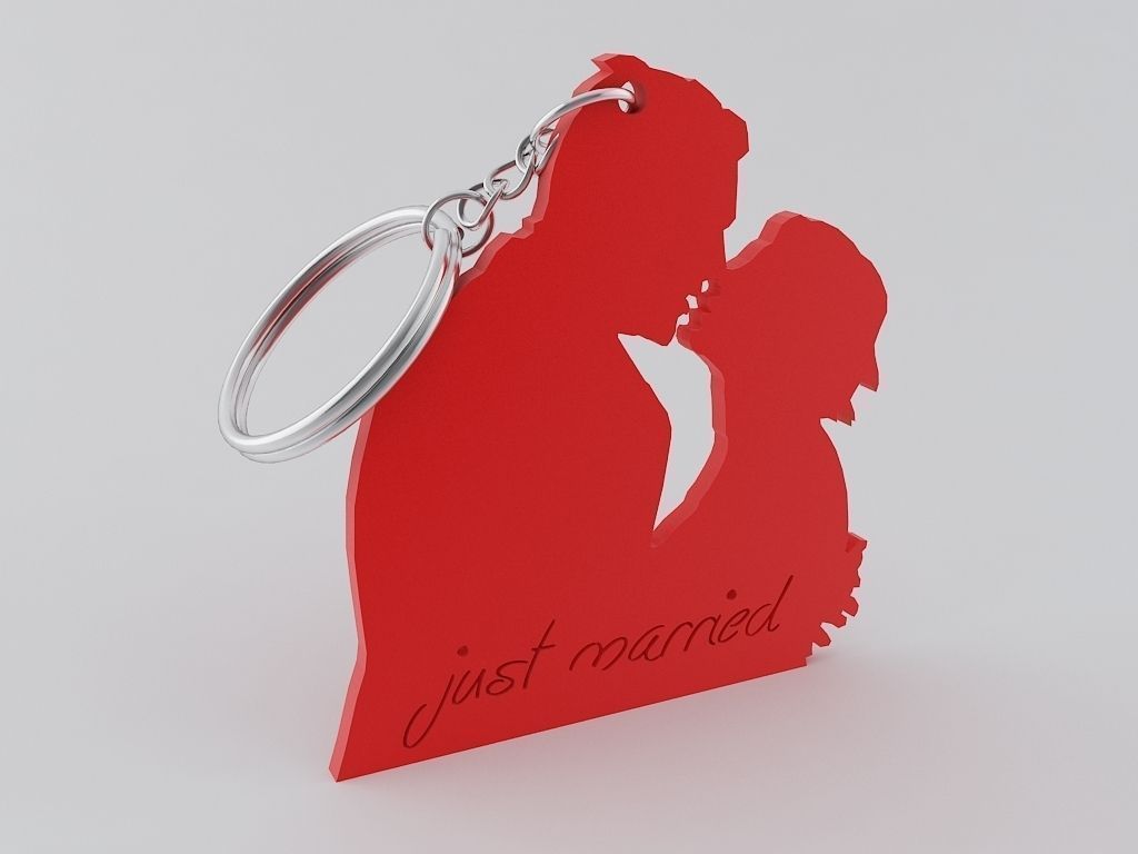 Just Married Keychain free 3D model 3D printable | CGTrader