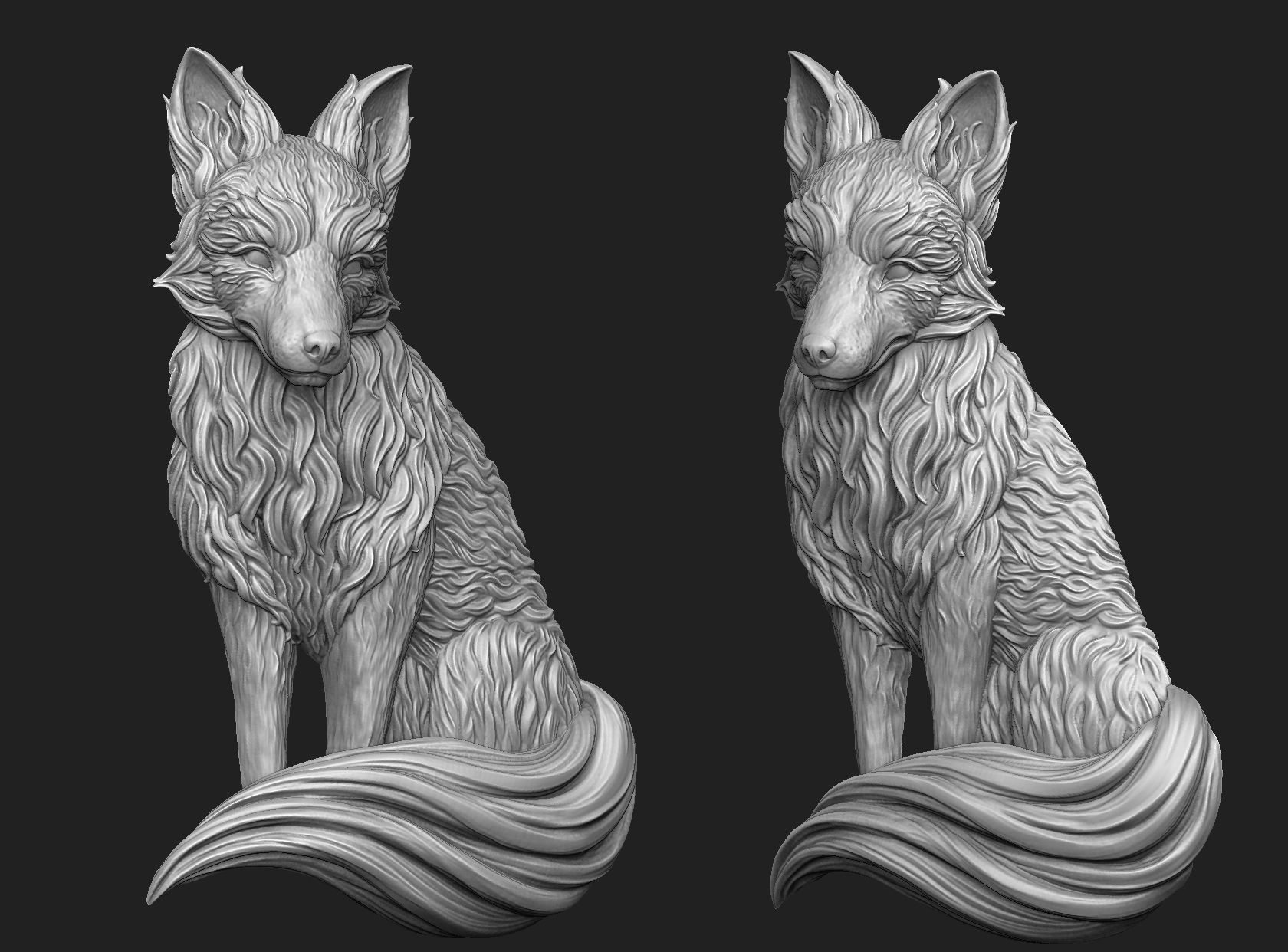 Sitting Fox Relief 3D model 3D printable | CGTrader