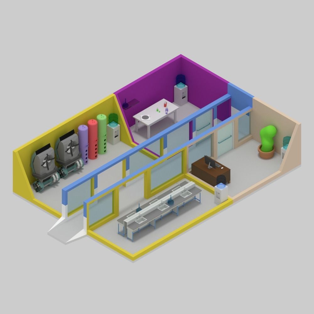 3D model Isometric Low Poly Laboratory VR / AR / low-poly | CGTrader