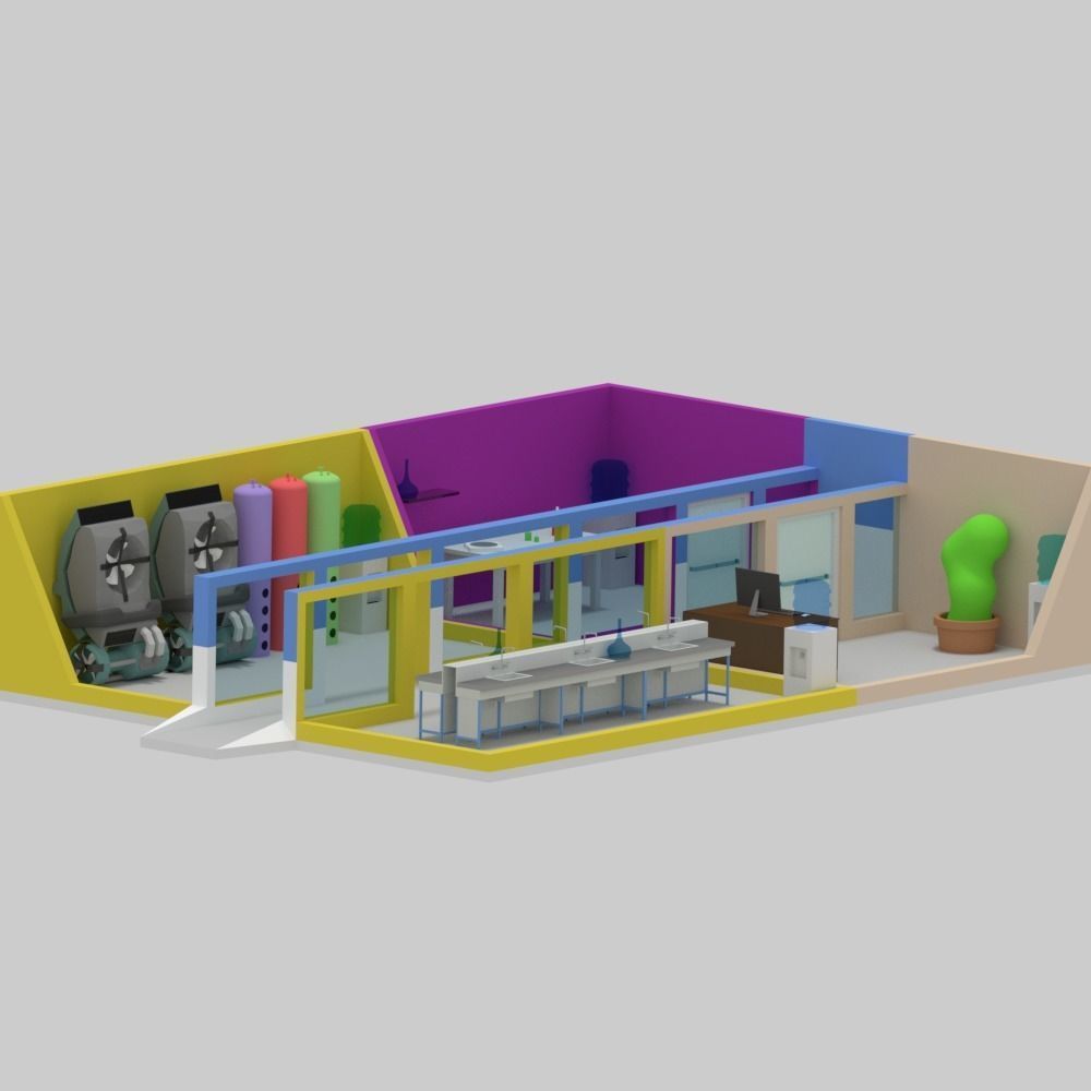 3D model Isometric Low Poly Laboratory VR / AR / low-poly | CGTrader