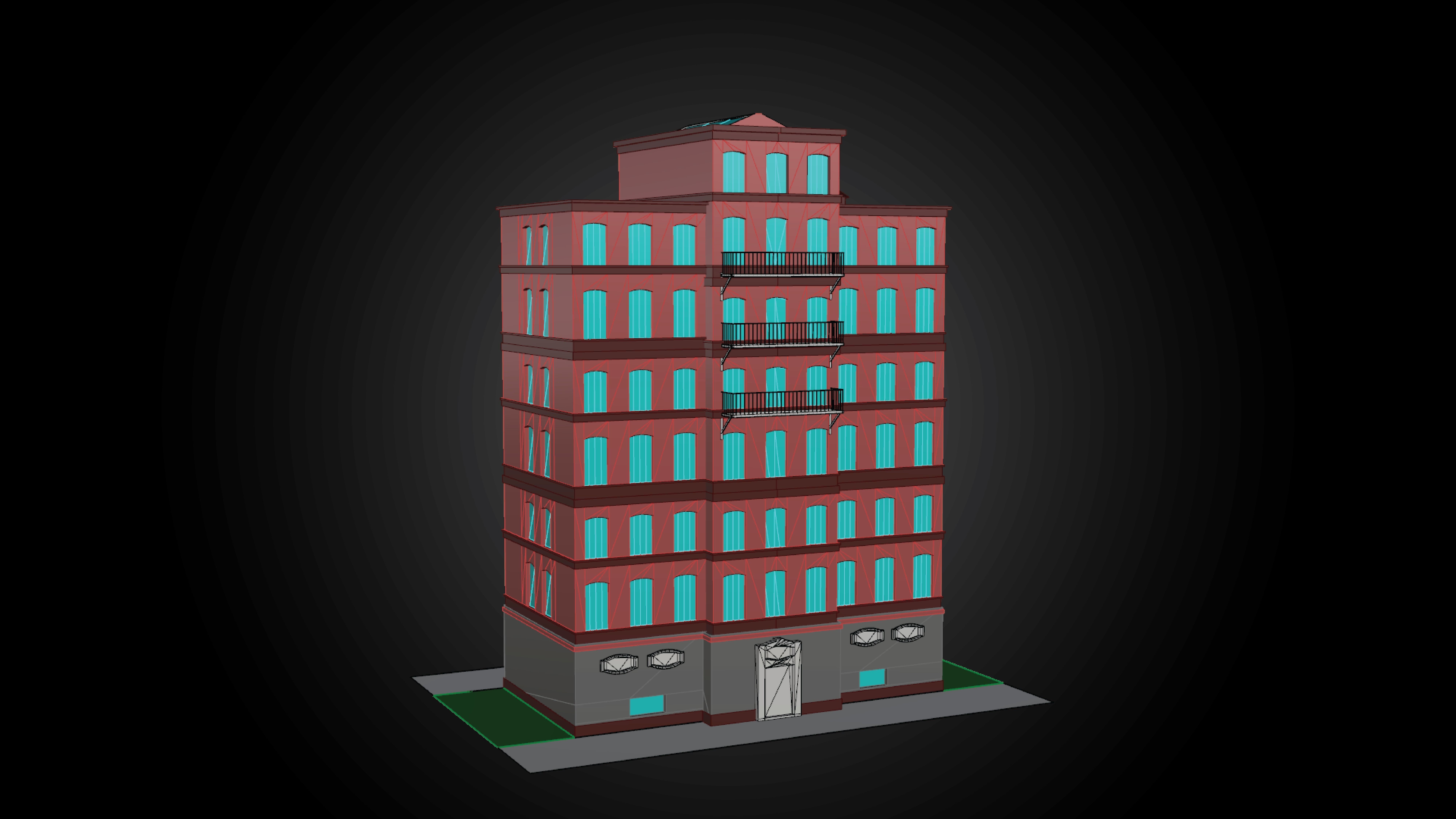 3D model Building brick and concrete material full exterior ...