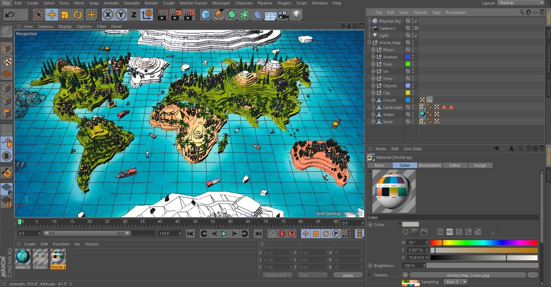 3D model Cartoon Low Poly Earth World Map 2 VR / AR / low-poly | CGTrader