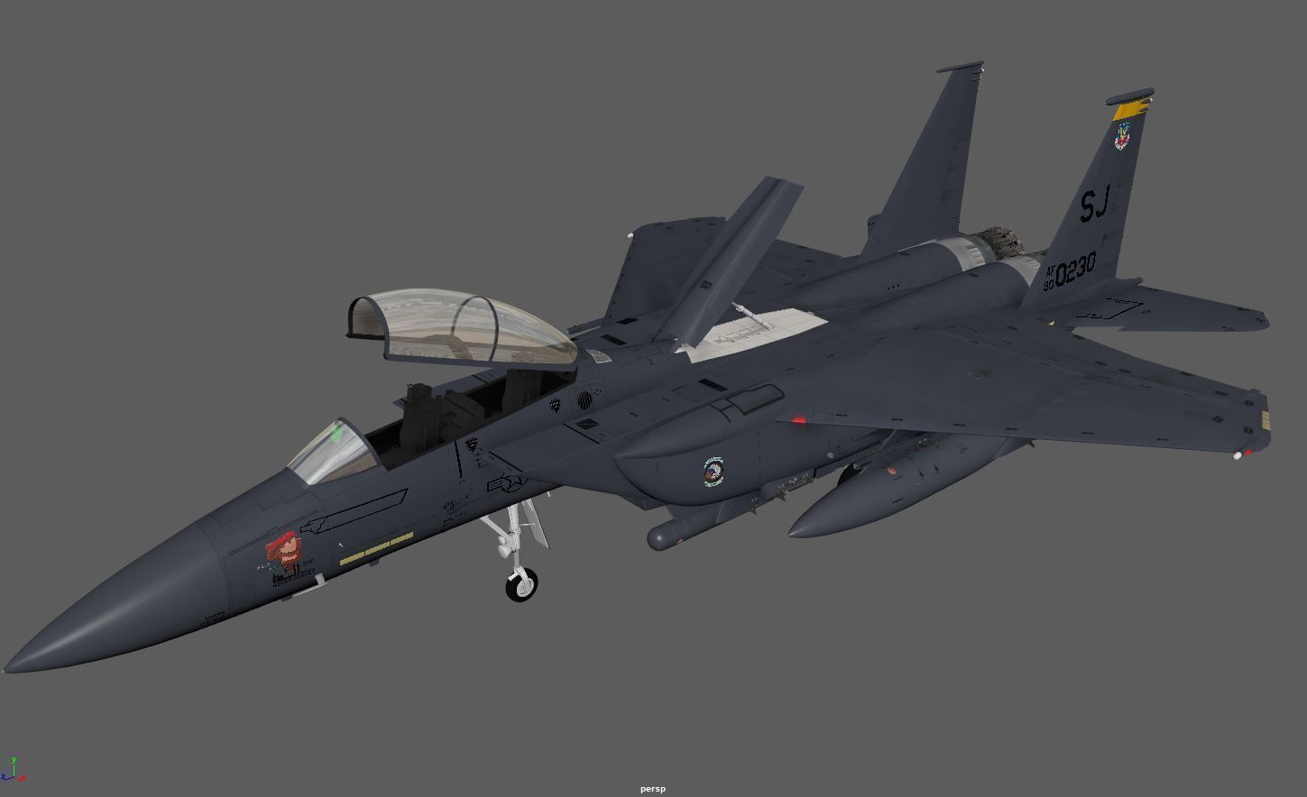 F-15E Strike Eagle 3D model animated rigged | CGTrader