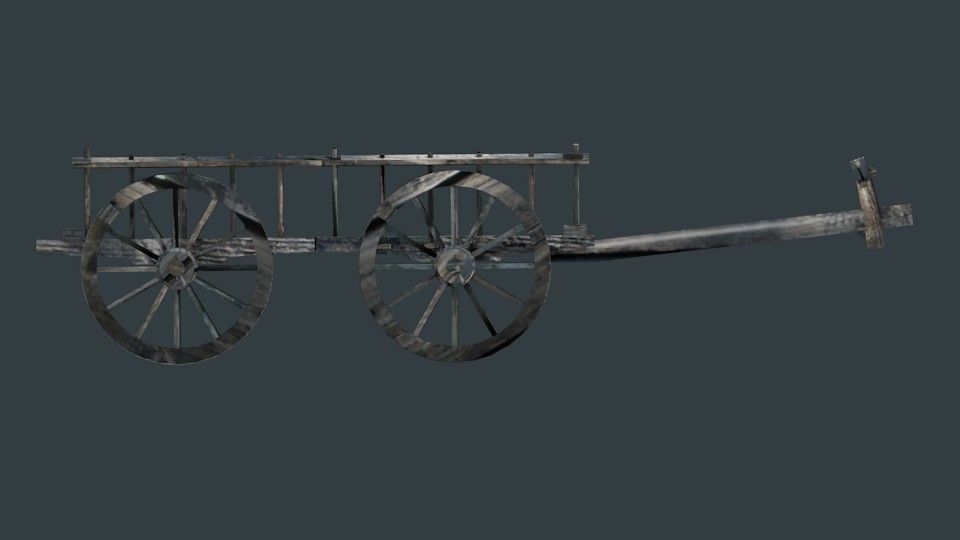 3D model old wood ox cart VR / AR / low-poly | CGTrader