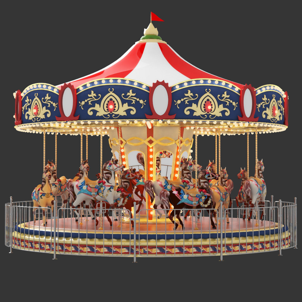 Carousel 01 3D Model animated rigged .max .obj .3ds .fbx .c4d .lwo .lw ...