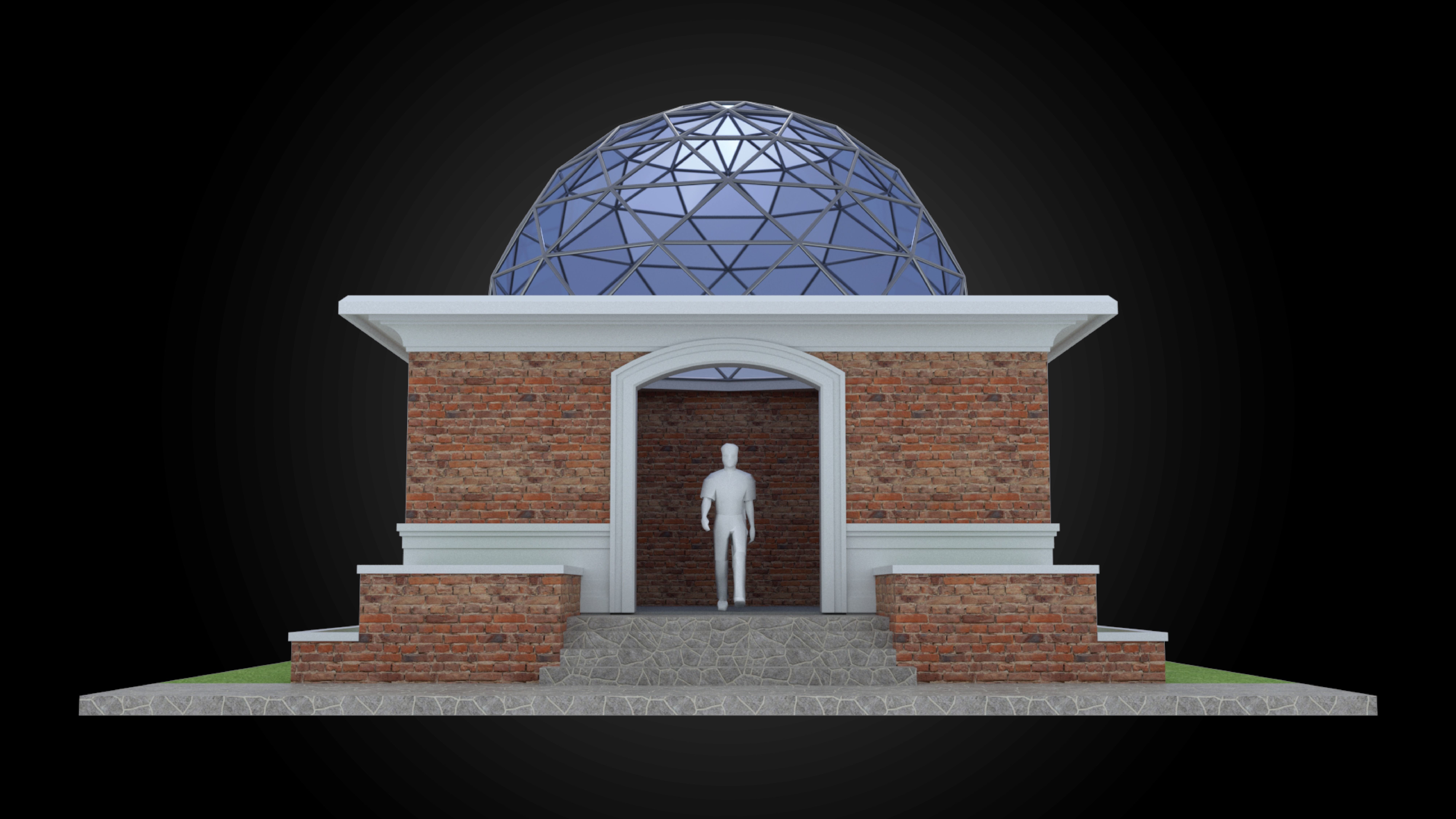 Dome 12x incl base structure with entry opening 3D model | CGTrader