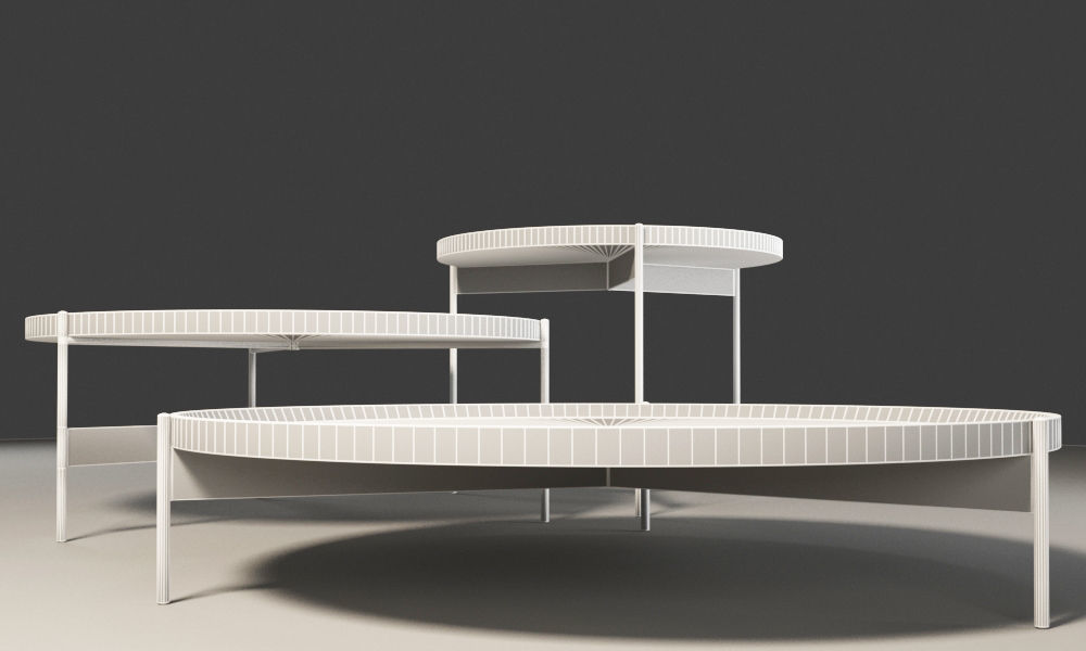 Abaco Pianca round triple coffee table 3D model | CGTrader