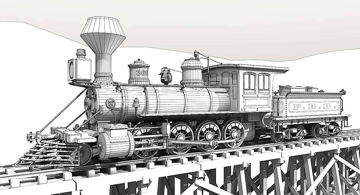 PRR 2-8-0 Steam Locomotive and Tender - Animated 3D model animated ...