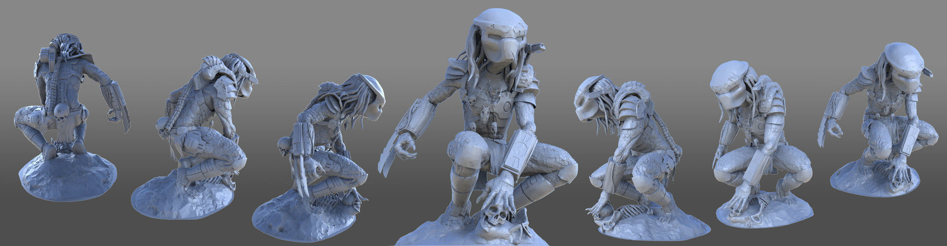 Predator 3D model group of alien statues 3D model 3D printable | CGTrader