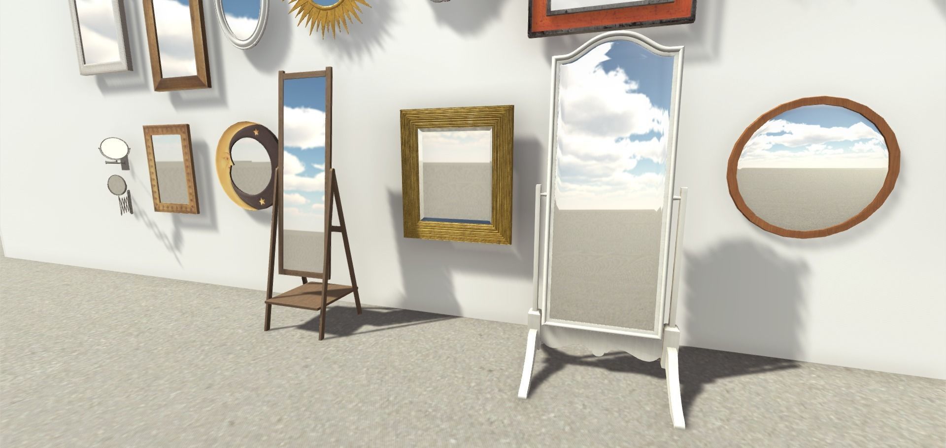 3D model Mirrors Collection for unity game VR / AR / low-poly | CGTrader