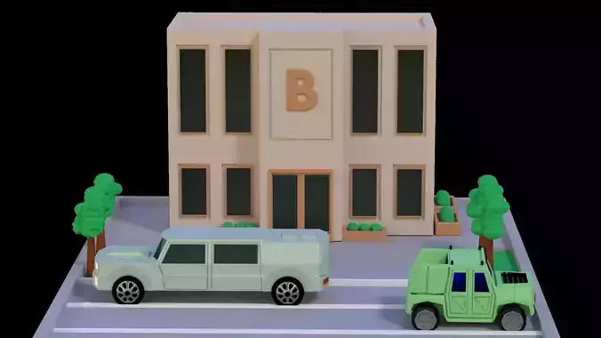 3D model Low Poly Bank building VR / AR / low-poly | CGTrader
