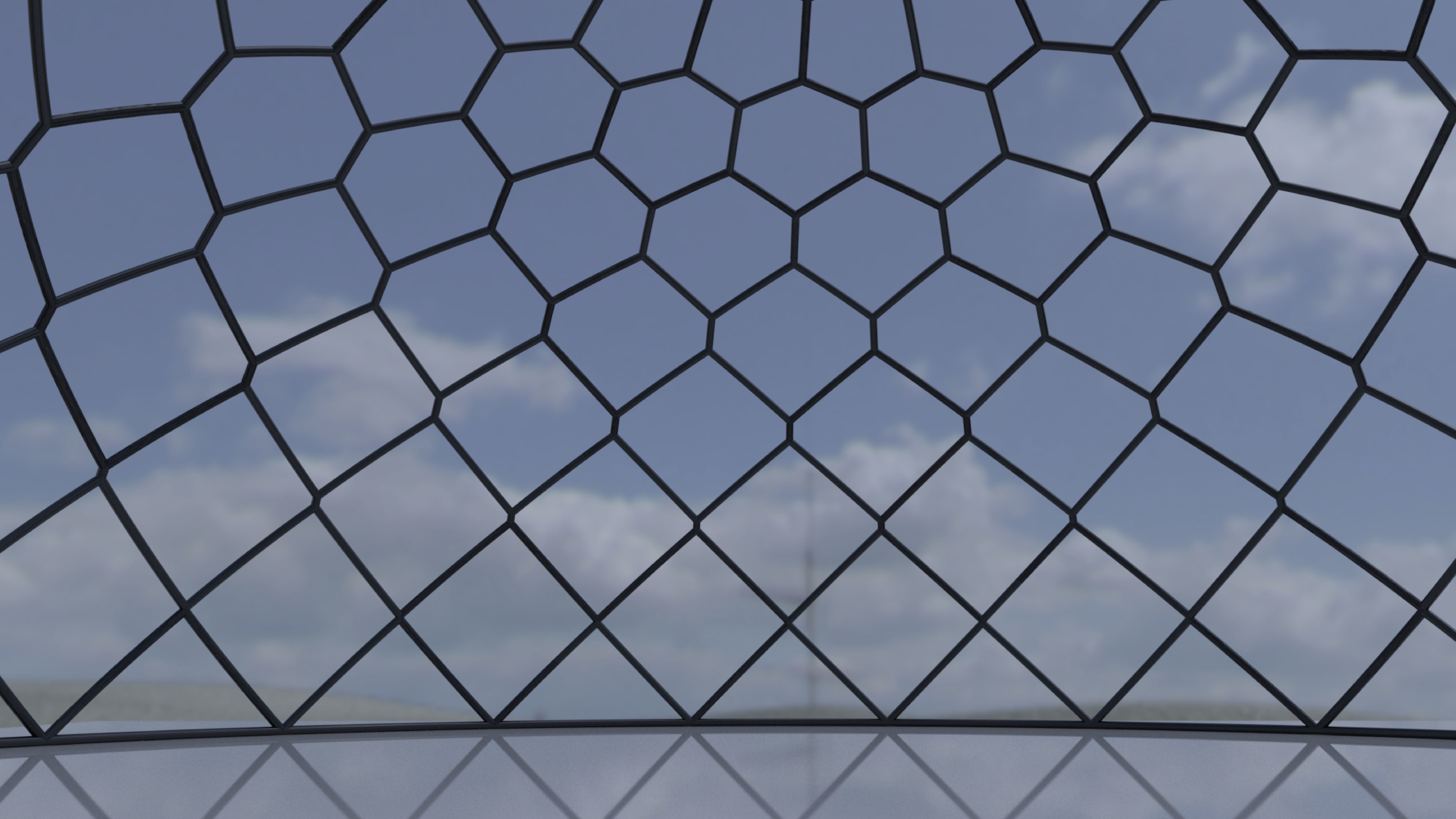 Dome hexagonal grid triangles to hexagon pattern structure 3D model ...