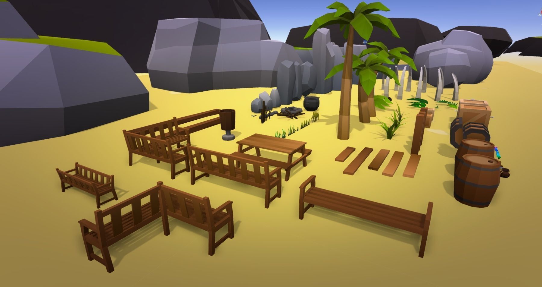 Low Poly Beach Pack free VR / AR / low-poly 3D model | CGTrader