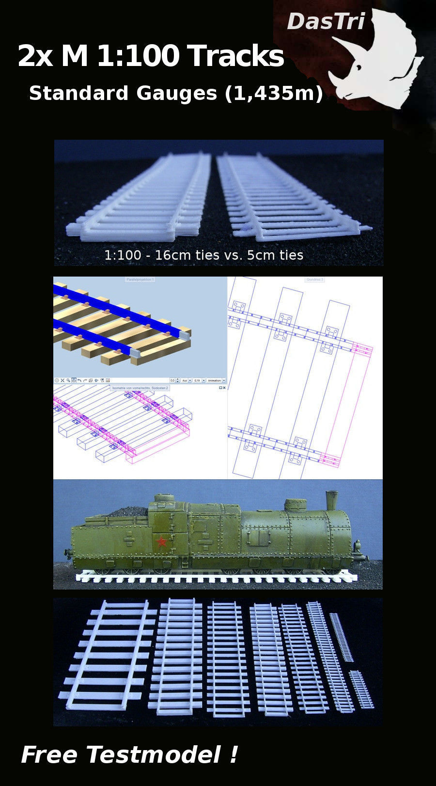 Printable Railway Tracks - free 3D model 3D printable | CGTrader