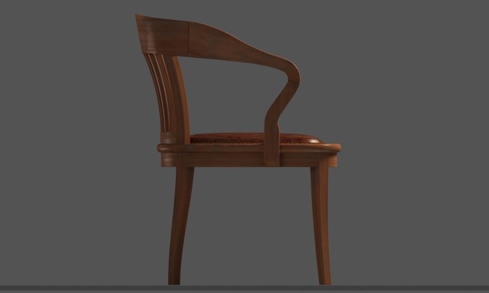 Antique wooden chair with sleeves barred backrest 3D model | CGTrader