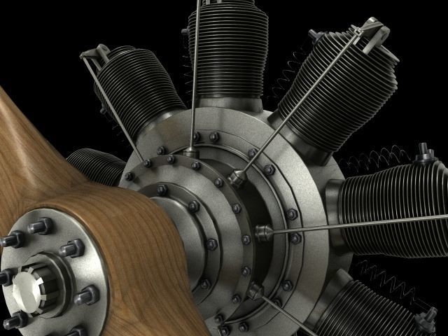 French Gnome 9N Monosoupape rotary engine 3D model | CGTrader