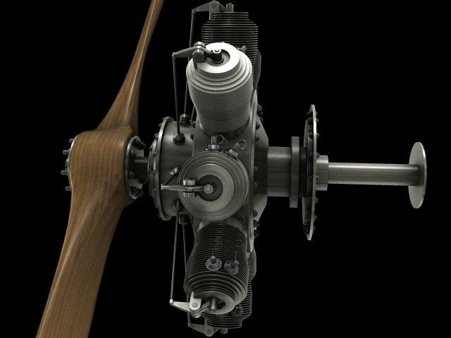 French Gnome 9N Monosoupape rotary engine 3D model | CGTrader