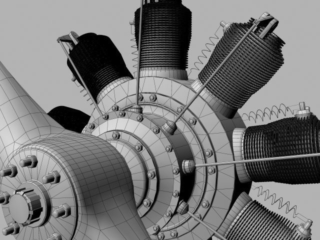French Gnome 9N Monosoupape rotary engine 3D model | CGTrader
