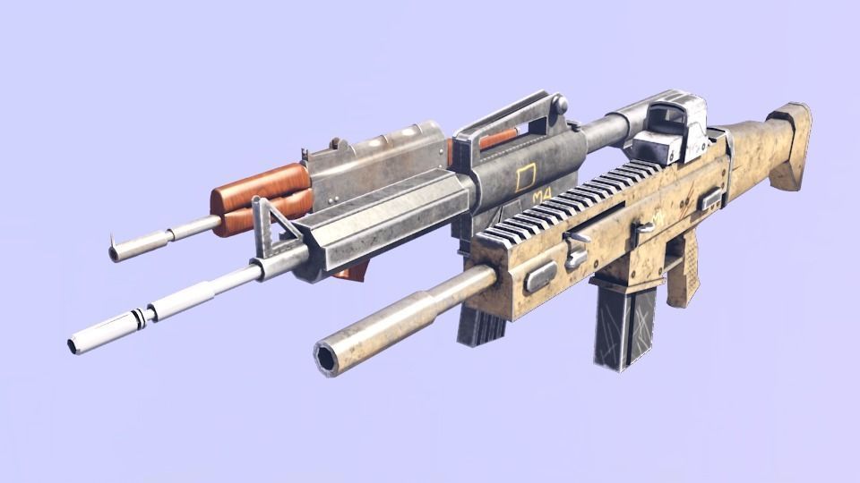 3D model Low-poly and Mid-poly weapon model with PBR Textures VR / AR ...