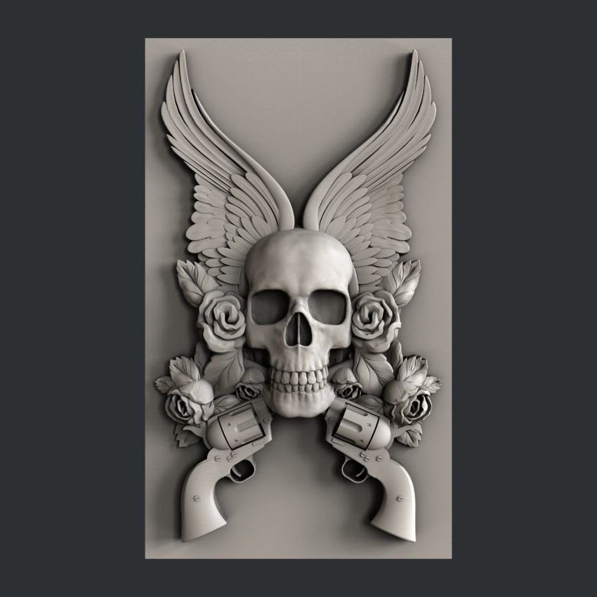 3d STL models for CNC skull guns 3D model | CGTrader