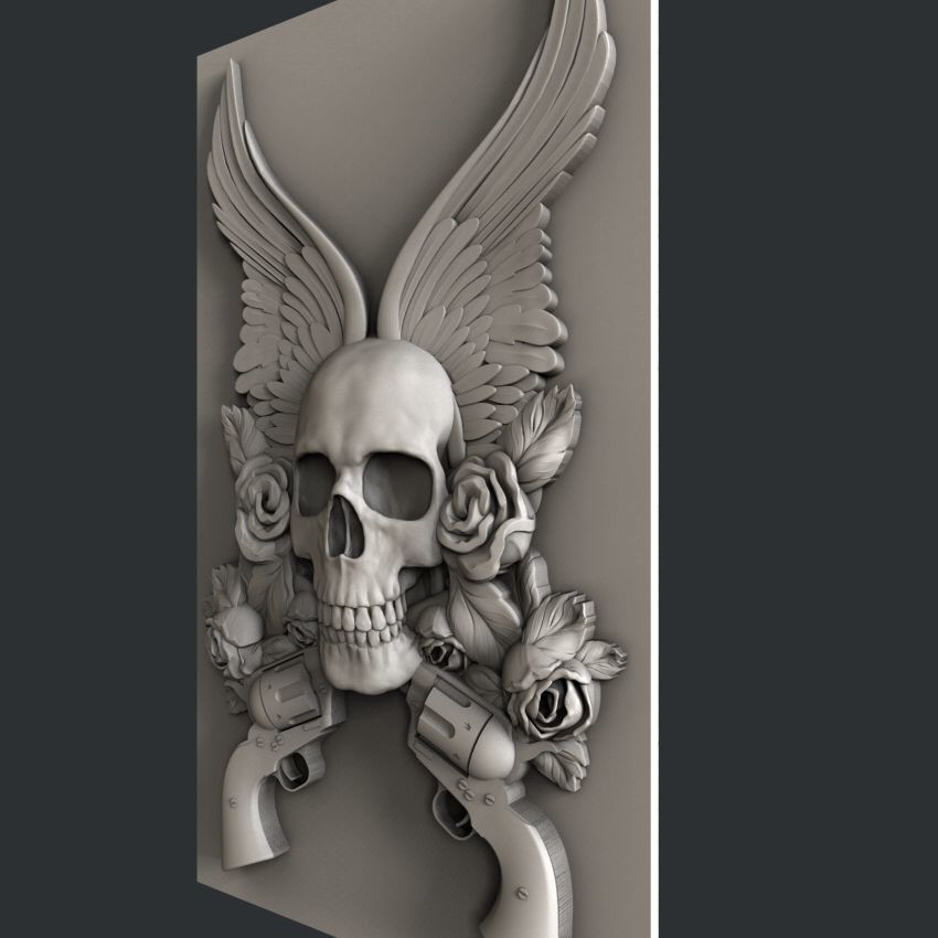 3d STL models for CNC skull guns 3D model | CGTrader