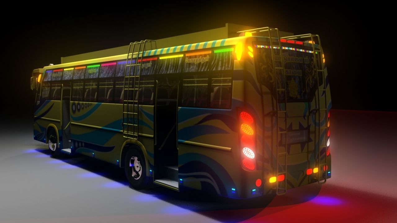 3D model TAMIL NADU PNK SRT BUS 3D MODEL VR / AR / low-poly | CGTrader