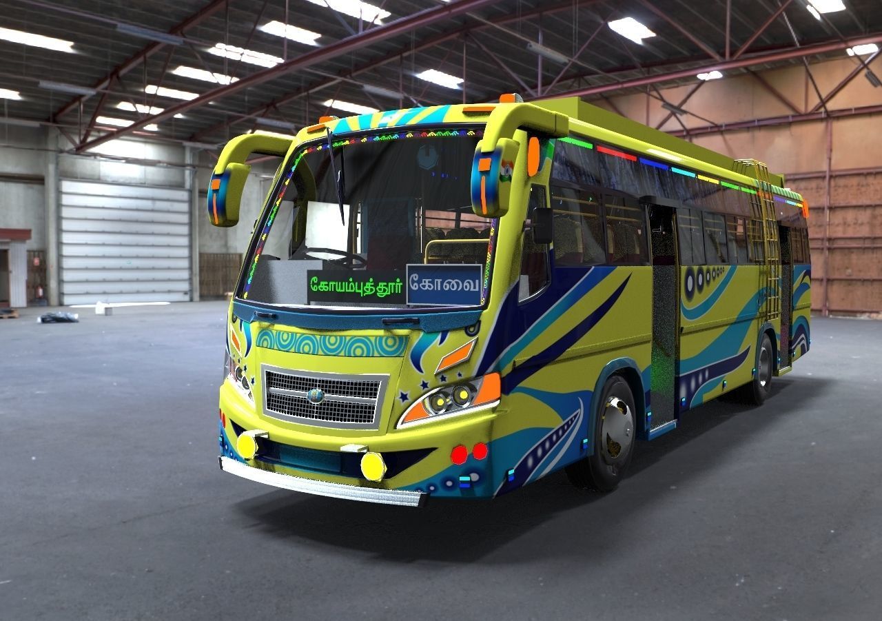 3D model TAMIL NADU PNK SRT BUS 3D MODEL VR / AR / low-poly | CGTrader